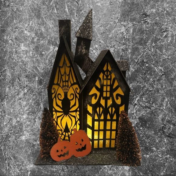 Holiday | Led Lighted Glitter Drenched Halloween Haunted House Table ...